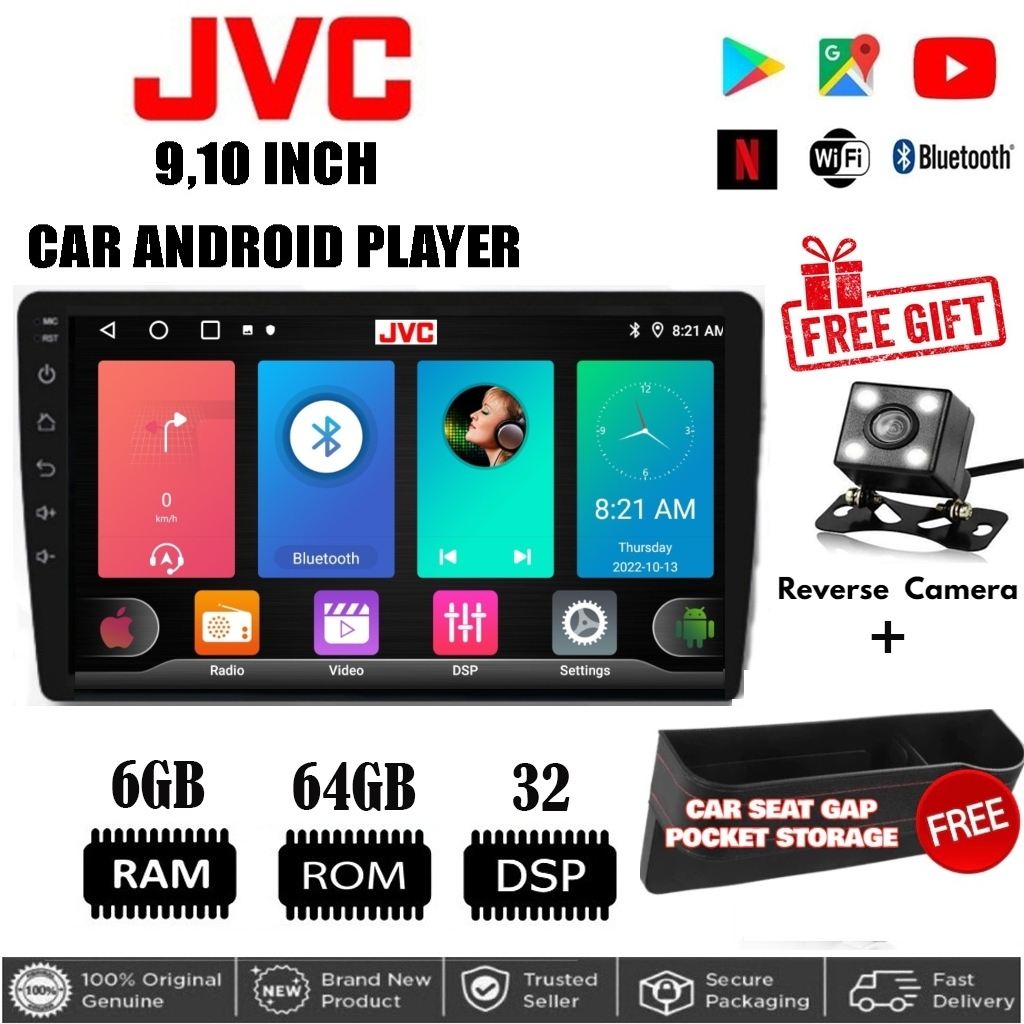 [6GB RAM+64GB ROM]QLED JVC Android Player 9"10" inch (FREE SEAT GAP ...
