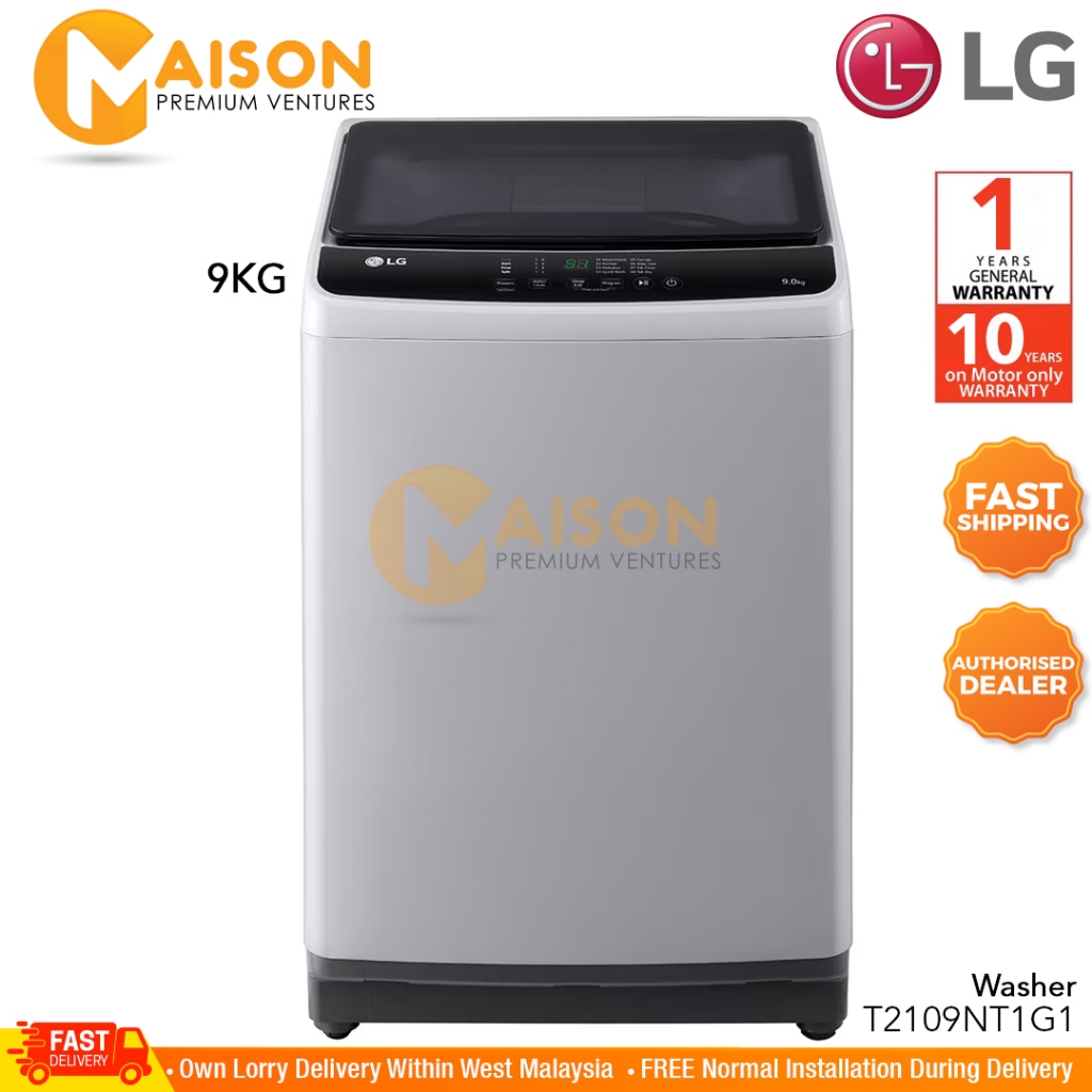 LG Top Load Washer 9KG T2109NT1G1(5 Star Energy Efficient) | Shopee ...