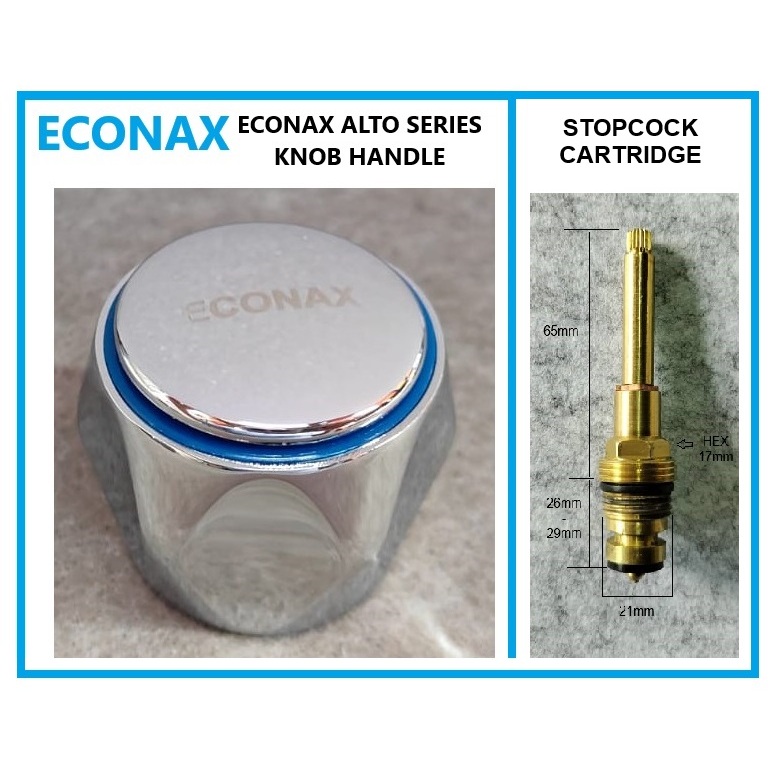Original ECONAX Stopcock Cartridge / Spindle & Chrome Solid Round knob ...