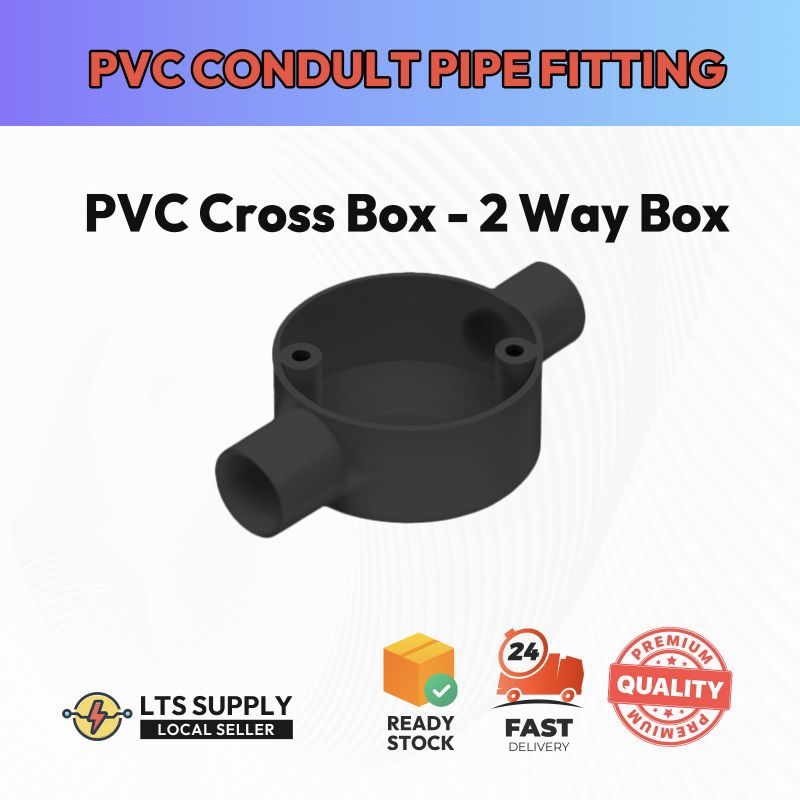 30pcs/50pcs/100pcs BLACK PVC Conduit Pipe 2Way Box Jointer/Cross box ...