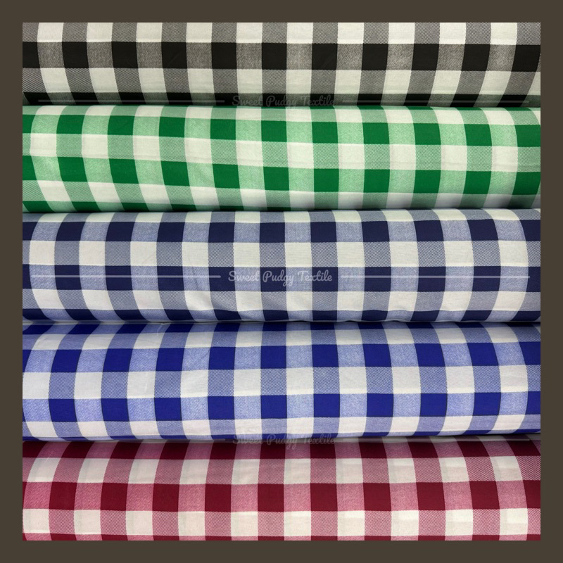 Kain Tetron Cotton TC (Polyester) Corak Petak Besar, Bidang 48 Inci ...