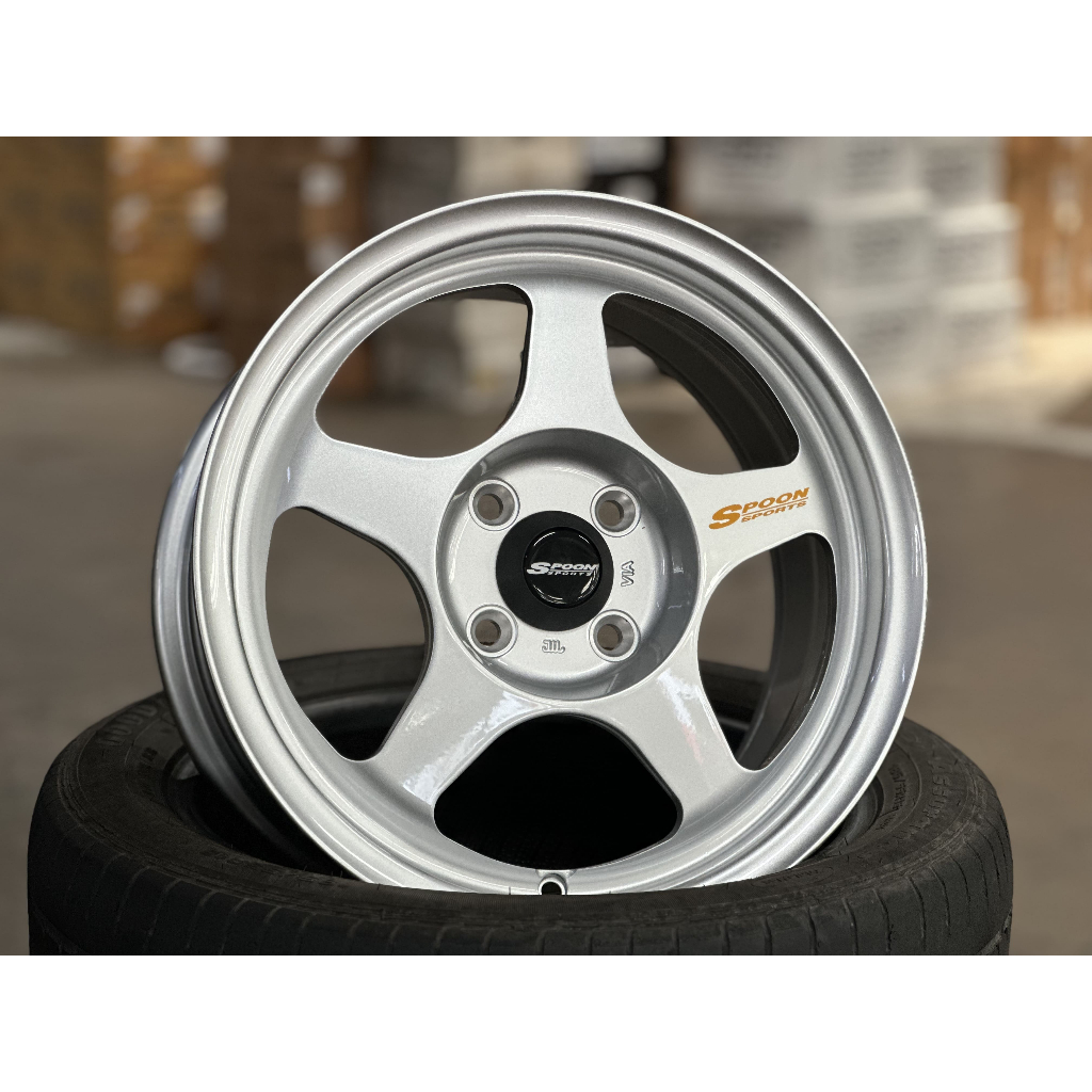 NEW 15X7J AOW Spoon SW388 Rim (set of 4) Silver 4X100 for City Jazz Vios Yaris Myvi Mazda 2 ...