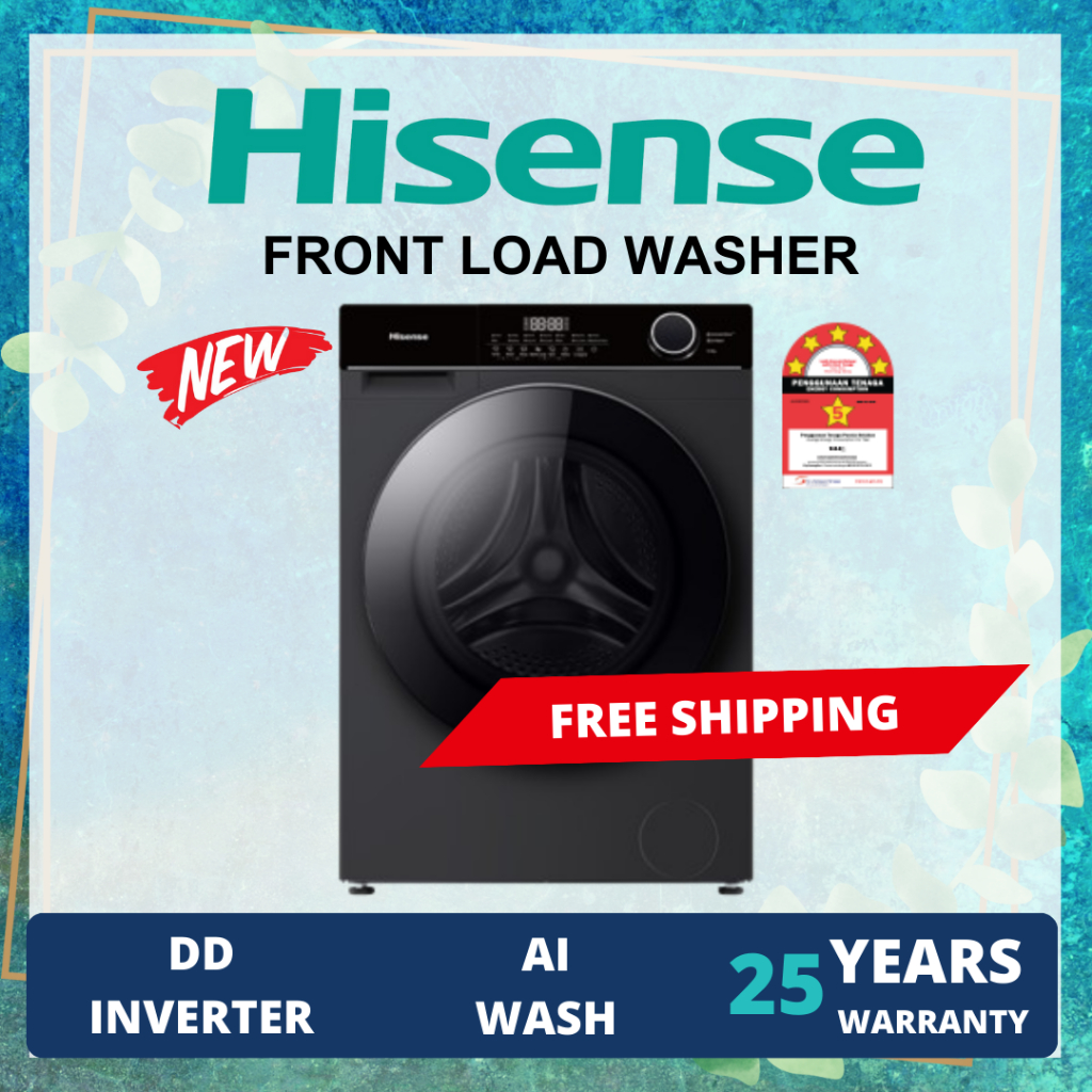 FREE SHIPPING 】HISENSE 10.5kg Front Load Washer WF105M3 / 10.5kg & 7kg ...