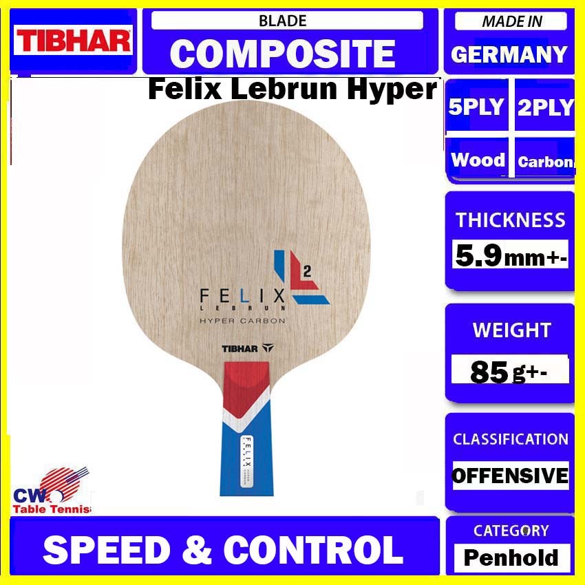Tibhar Felix Lebrun Hyper Carbon Ch.Pen COMPOSITE 5+2 Ply Table Tennis ...