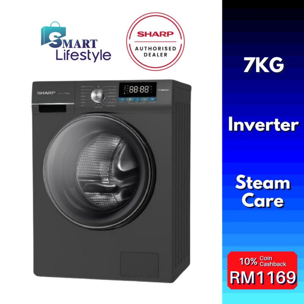 Sharp 7KG Inverter 5 Star Front Load Washing Machine ESFX7APG | Shopee Malaysia