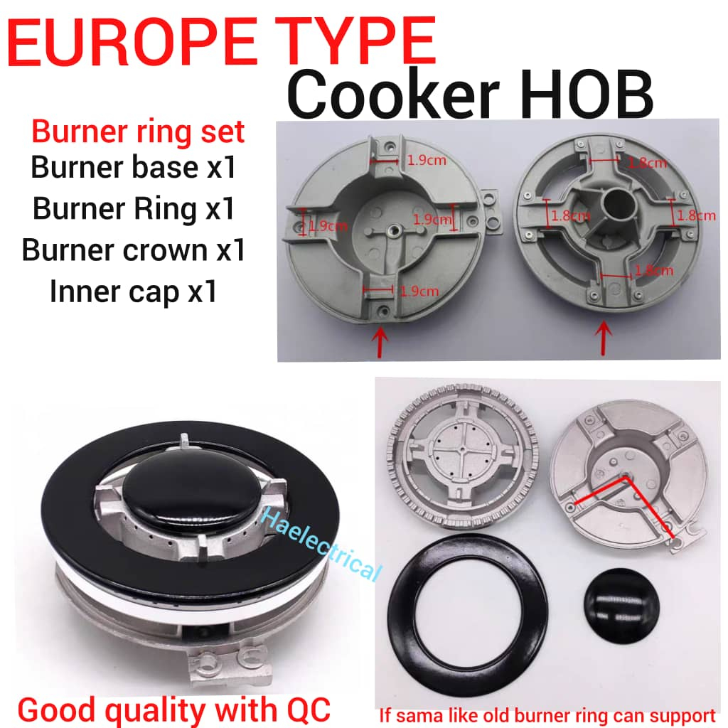 Cooker Hob Burner Ring Set For EUROPE TYPE (Burner Ring, Inner Cap ...