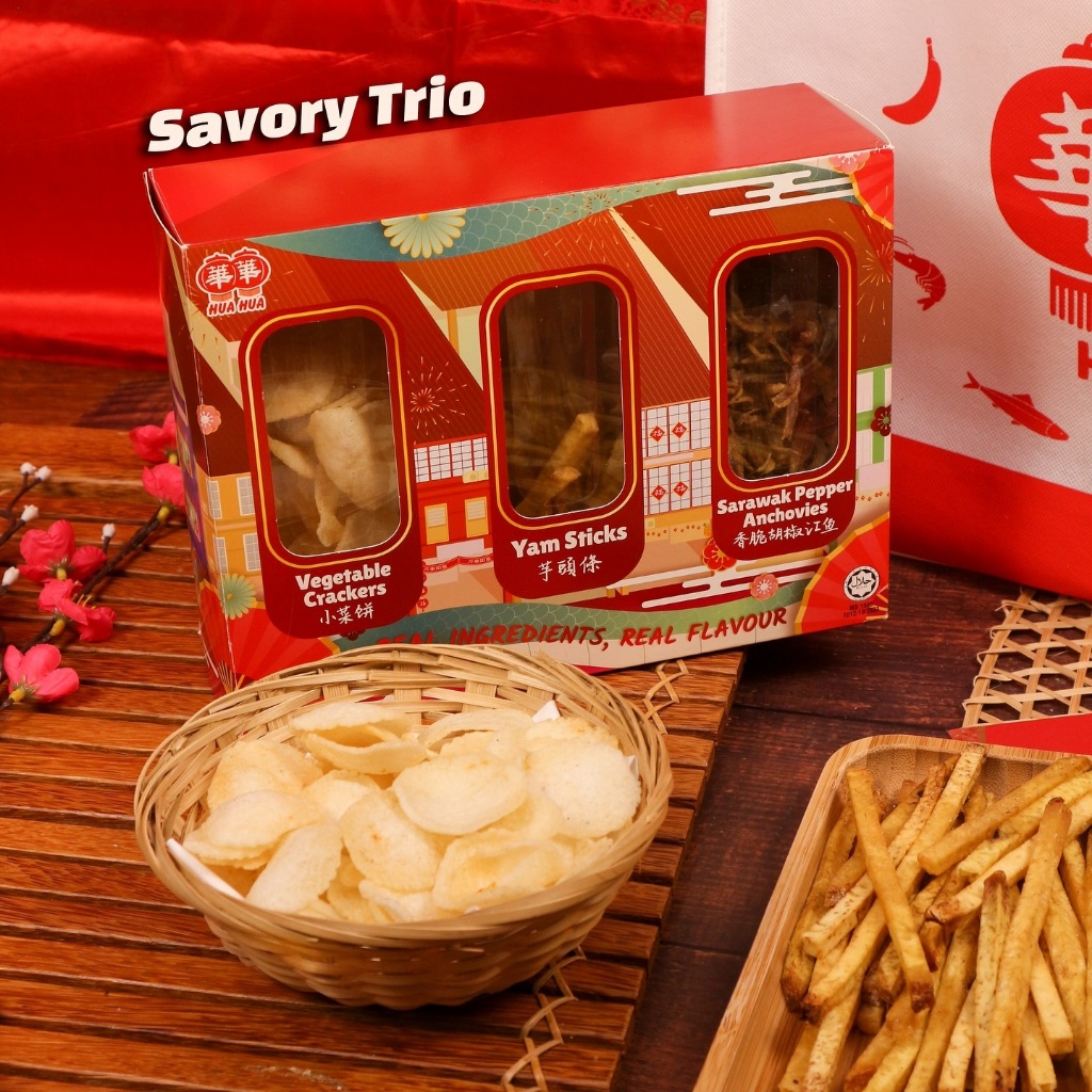 Savory Trio: Vegetable Chips, Pepper Anchovies & Yam Sticks (Sarawakian ...
