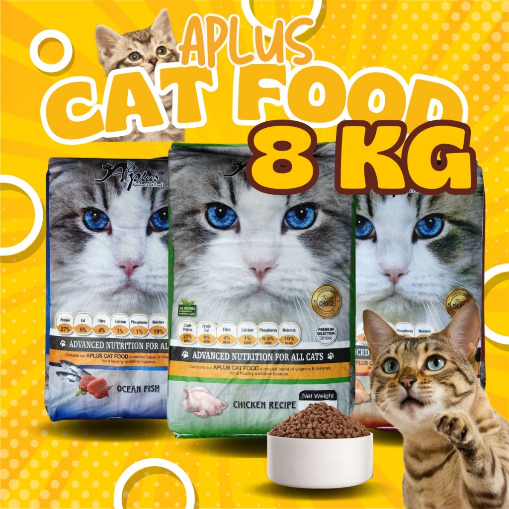 APLUS Dry Cat Food 8KG Fish & Chicken/Ocean Fish 8KG Makanan Kuching ...