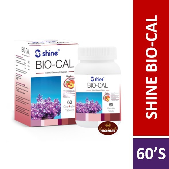 SHINE BIO-CAL NATURAL SEAWEED CALCIUM PEACH FLAVOUR 60's CHEWABLE ...