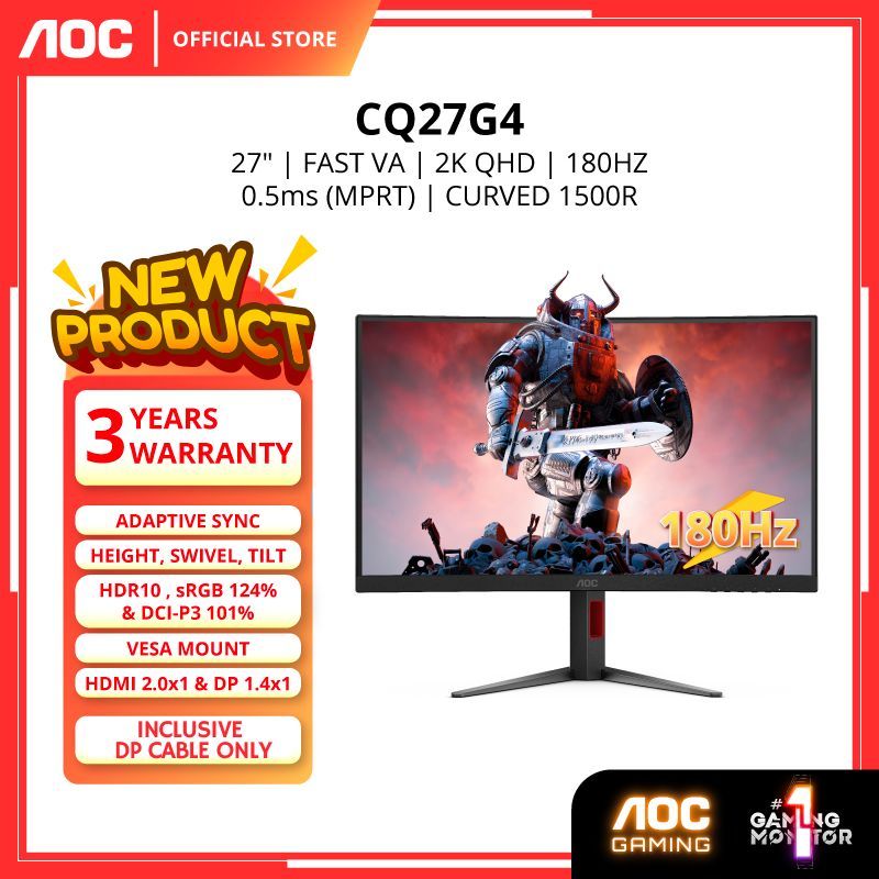 AOC CQ27G4 /CQ27G2X / CQ27G2 (27" CURVED GAMING MONITOR ( 27" VA QHD ...