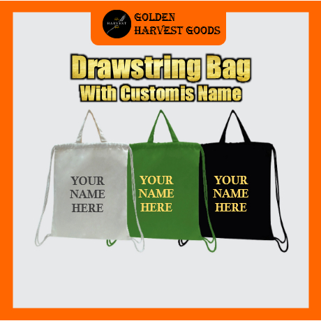 Canvas Drawstring Bag with Personalized/Customise Names | Shopee Malaysia
