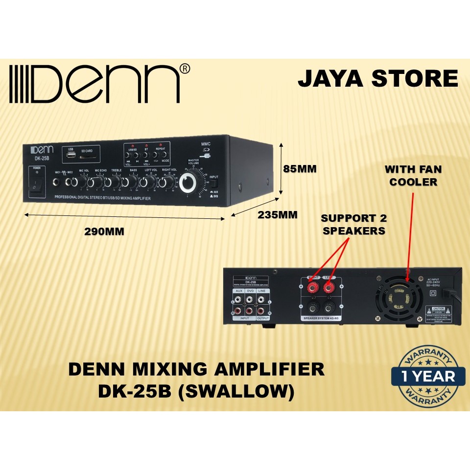 Denn Digital Stereo BT/USB/SD Mixing (Swallow) Amplifier DK-25B | Shopee Malaysia