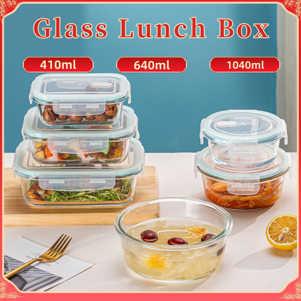Lunch Box Glass Heat Resistant Borosilicate Glass Container Thick ...