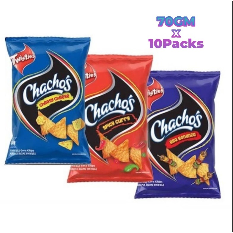 Twisties Chacho's Tortilla Corn Chips Nachos Curry/Cheese/BBQ (70GM x ...