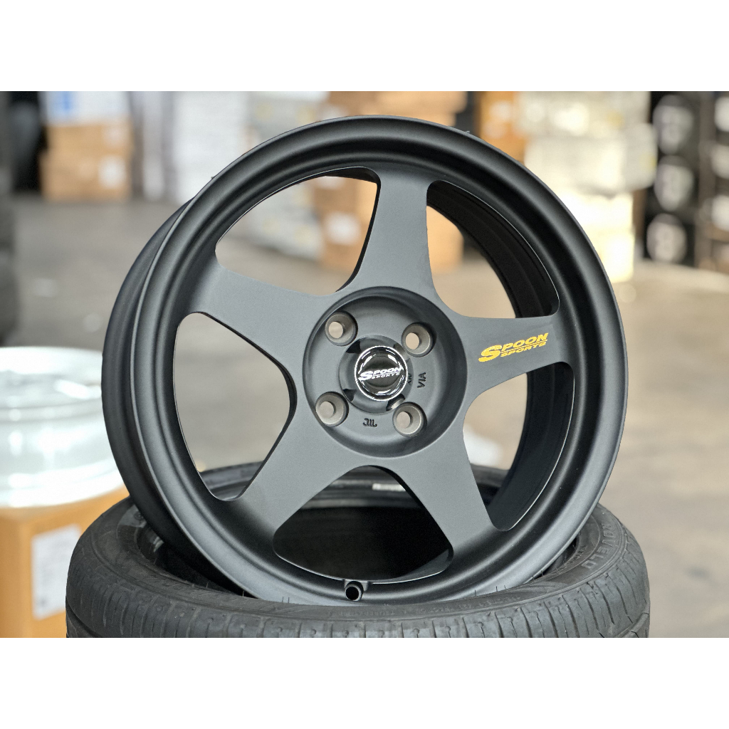 NEW 16X7J AOW Spoon SW388 Rim (set of 4) Black 4X100 for City Jazz Vios Yaris Myvi Mazda 2 ...