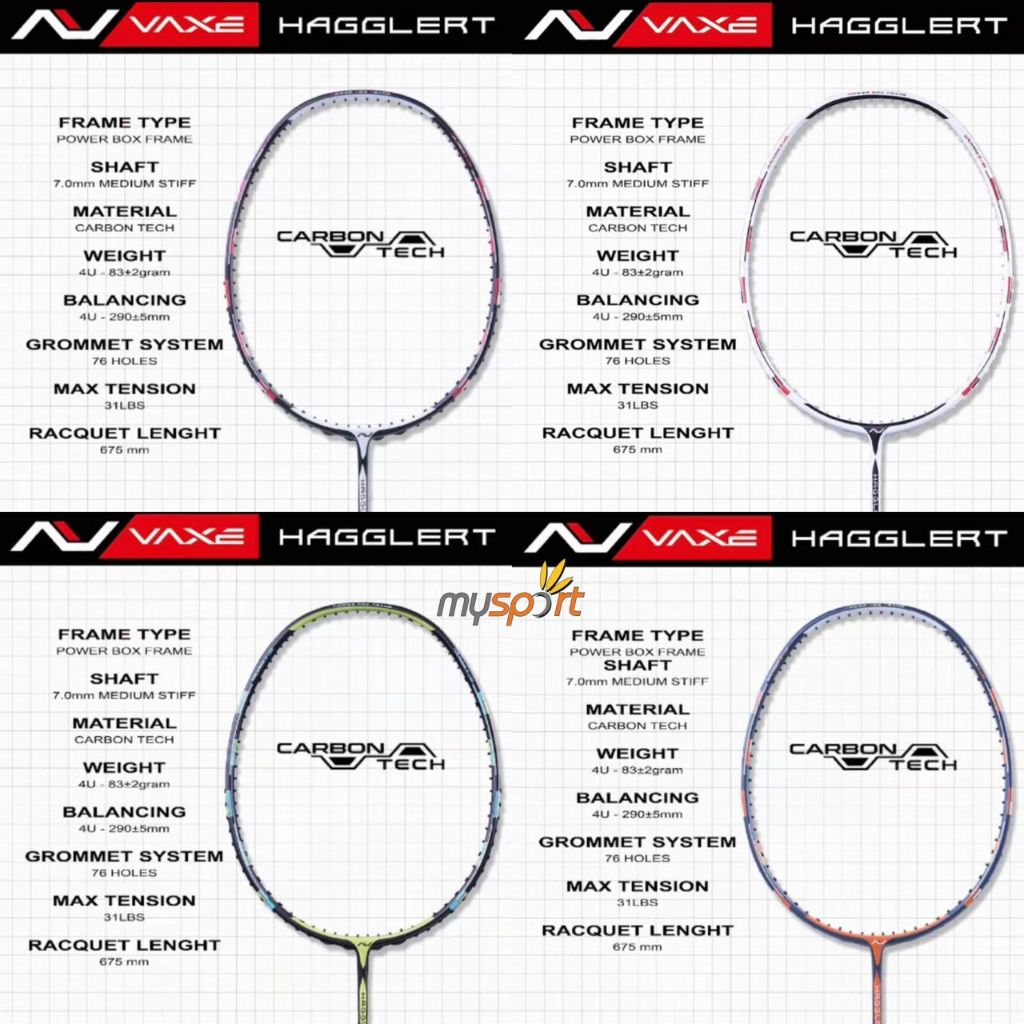 VAXE XENAROX / V-TROX / HAGGLERT / AMUZE BADMINTON RACKET ( 4U ) [ FREE ...