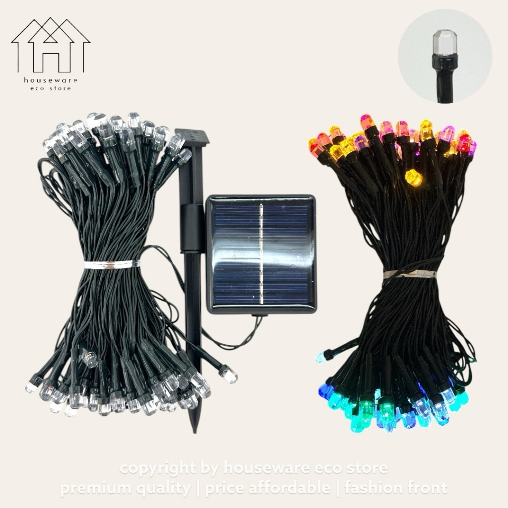 Hexagon LED Solar Fairy String Lights Outdoor Lampu Raya Garden Decor ...