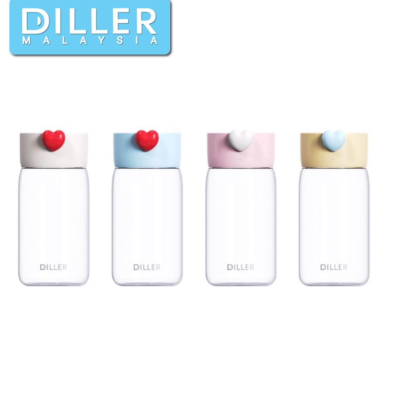 Diller Heart Tritan Water Bottle One Cup Juice Tea Mini Size Botol ...
