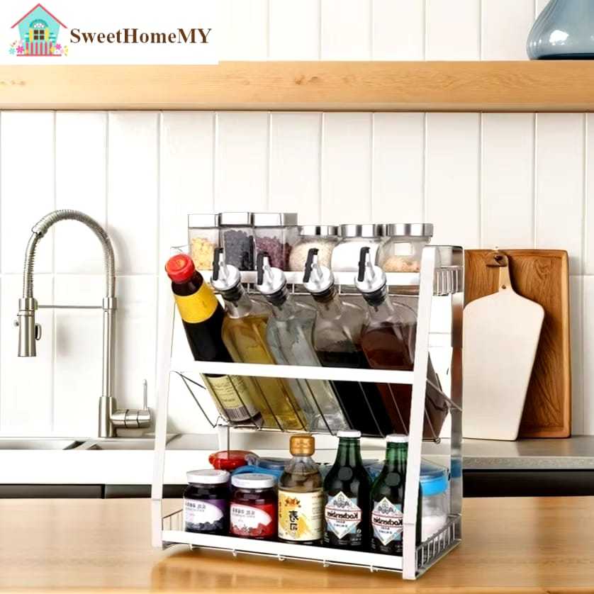 Ready Stock~ SweetHome 304 Stainless Steel Kitchen Rack Spice Oil ...