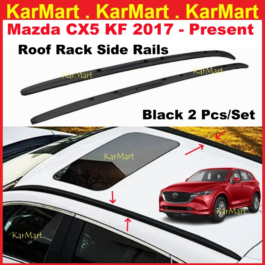 Mazda CX5 KF 2017 - Present Glossy Black Roof Rack Side Rails Roof Bar ...