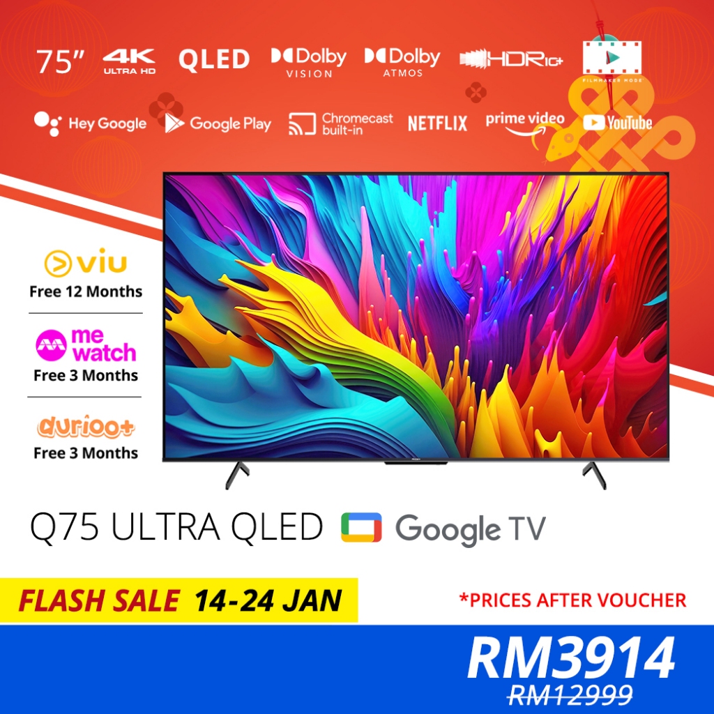 PRISM+ Q75 Ultra 4K QLED Quantum Colours Google TV (75") | Shopee Malaysia