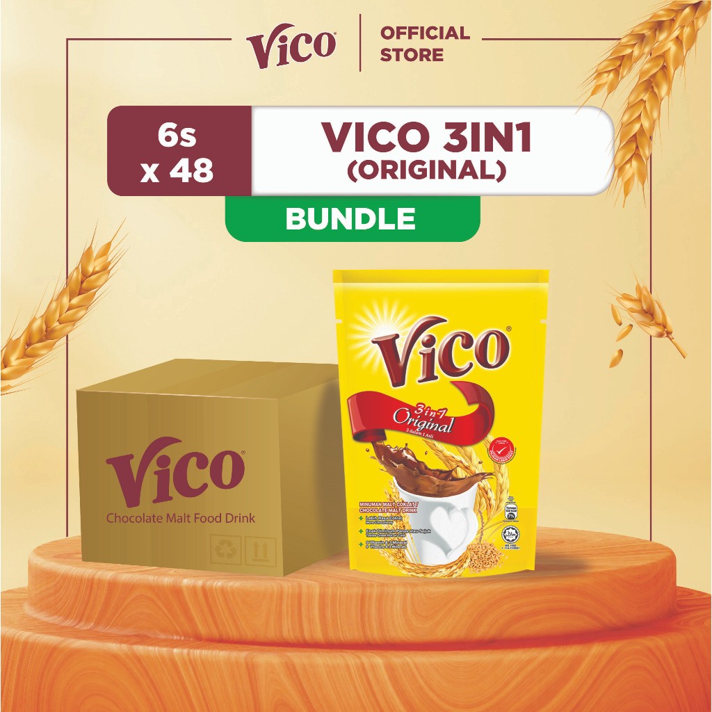 Vico 3 In 1 Original Chocolate Malt Drink (6's x 32g x 48Pack) | Shopee ...