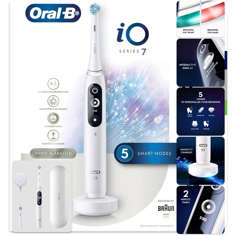 (RM641 after cashback) Oral-B iO7 Electric Rechargeable Toothbrush magnetic technology white ...