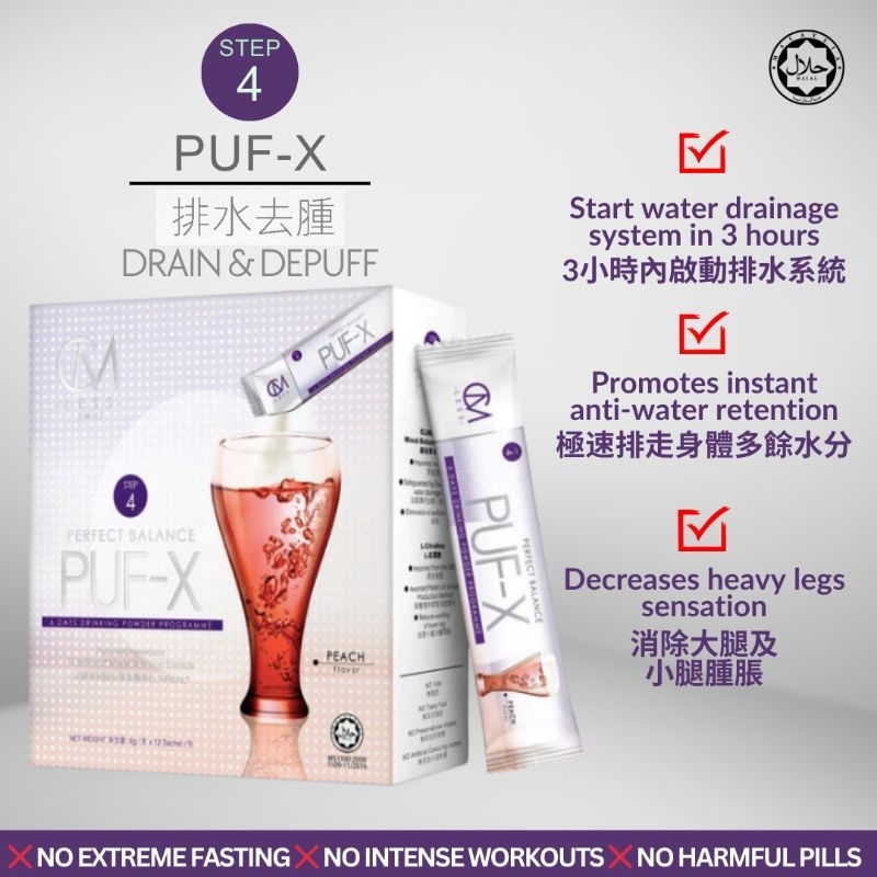 CM LESS Step 4 Puf-X Drain & Depuff Reduce Edema Weight Loss Slimming ...
