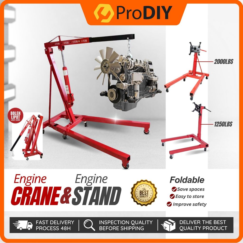 Heavy Duty Foldable Engine Crane Lifter Engine Stand 1250lbs / 2000lbs ...