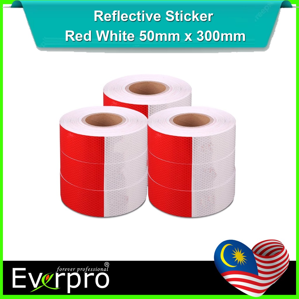 Reflective Sticker Red White 50mm x 300mm | Shopee Malaysia