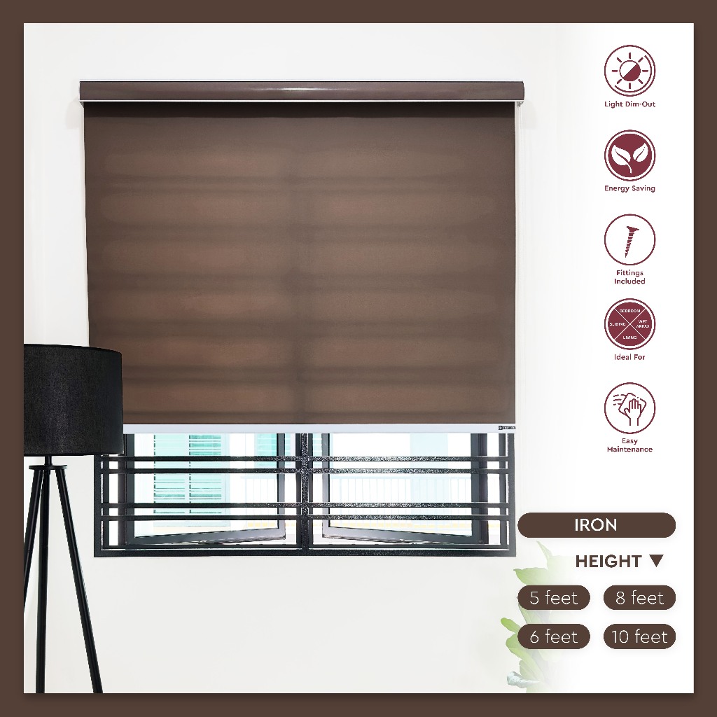 [Vinzola] Opal Iron Dimout Roller Blinds / Dimout Langsir Bidai / Height 5ft / 6ft / 8ft / 10ft ...