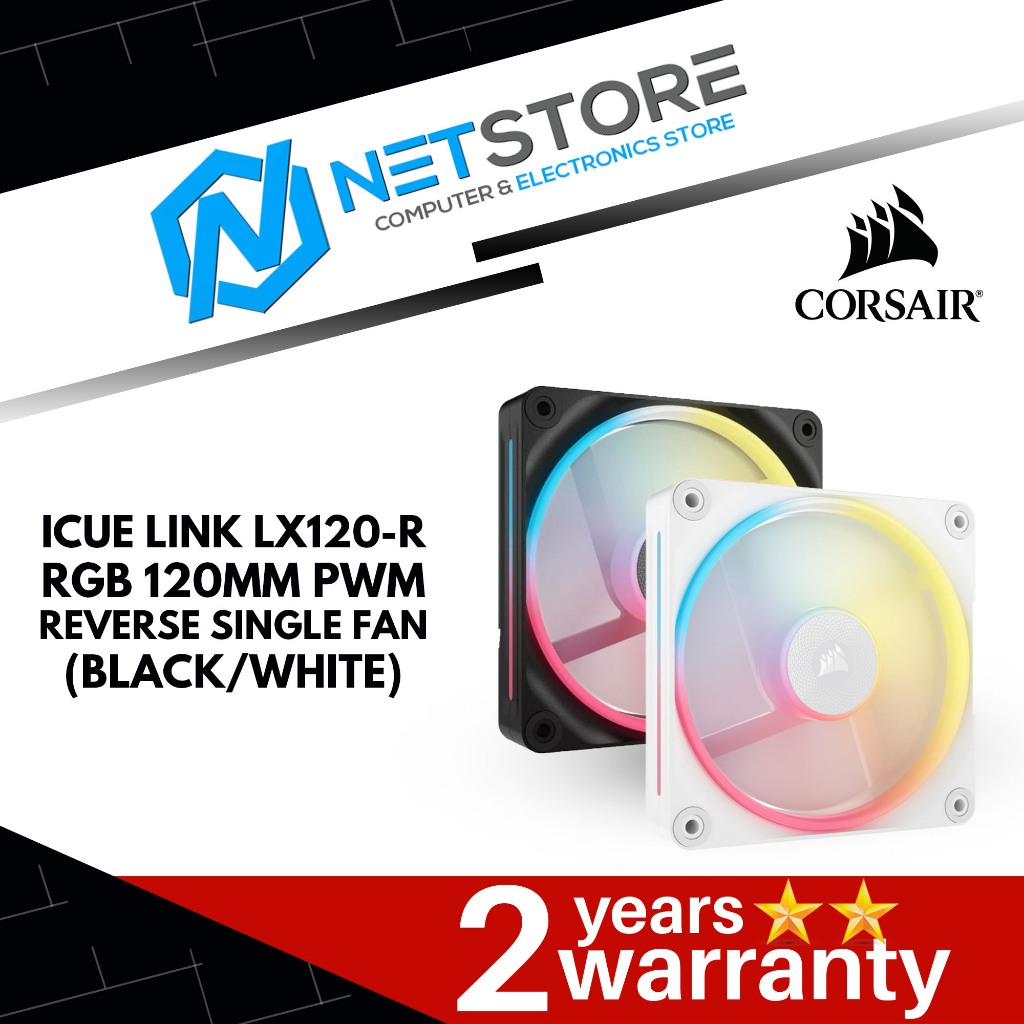 CORSAIR iCUE LINK LX120-R RGB 120mm PWM Reverse Fan (BLACK/WHITE ...