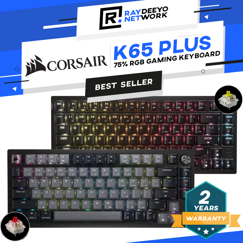 CORSAIR K65 PLUS WIRELESS TACTILE 75% RGB Mechanical Gaming Keyboard ...