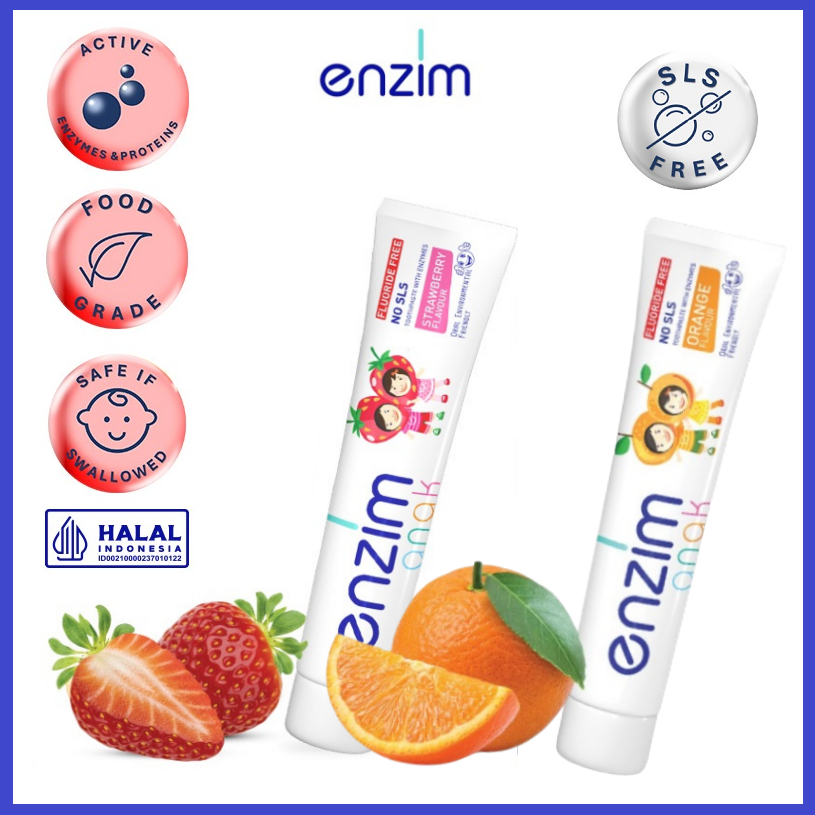 Enzim Kids Toothpaste 0-5Y - Strawberry (50ml) / Orange (50ml) | Shopee ...