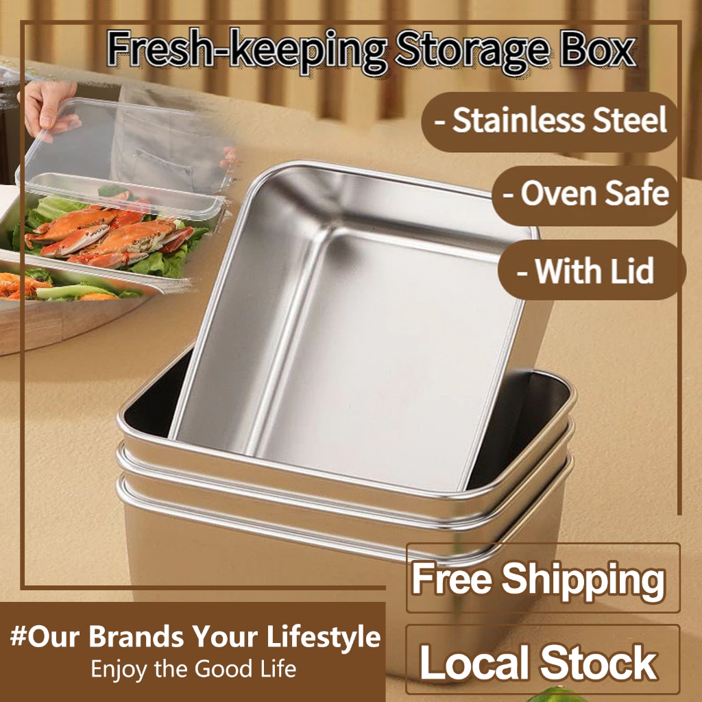 Stainless Steel Organizer Crisper Fresh-Keeping Storage Box with Lid ...