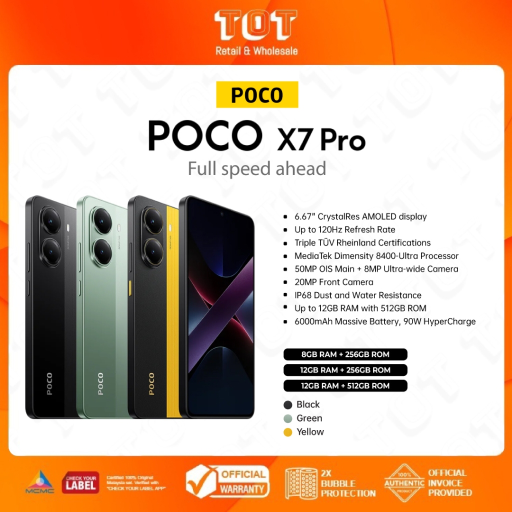 POCO X7 Pro (12GB+256/512GB) 120Hz AMOLED curved display I Dimensity ...