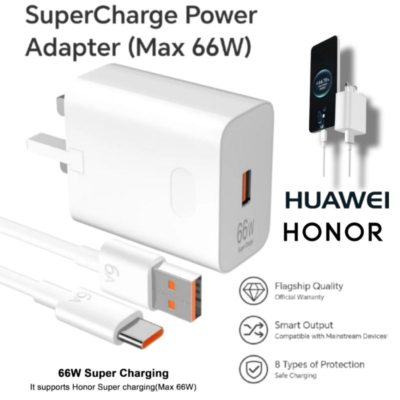 SuperCharge Max 66W Fast Charger Adapter 6A USB to Type C Cable honor Magic6 pro V3 x7c x9c 200 ...