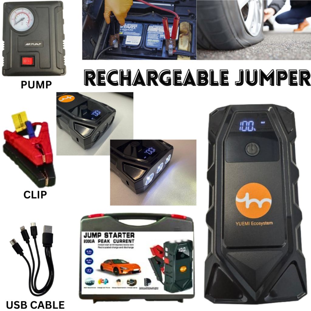 NEW Car Jump Starter Portable With Tire Pump Pam Tayar Elektrik Jumper ...