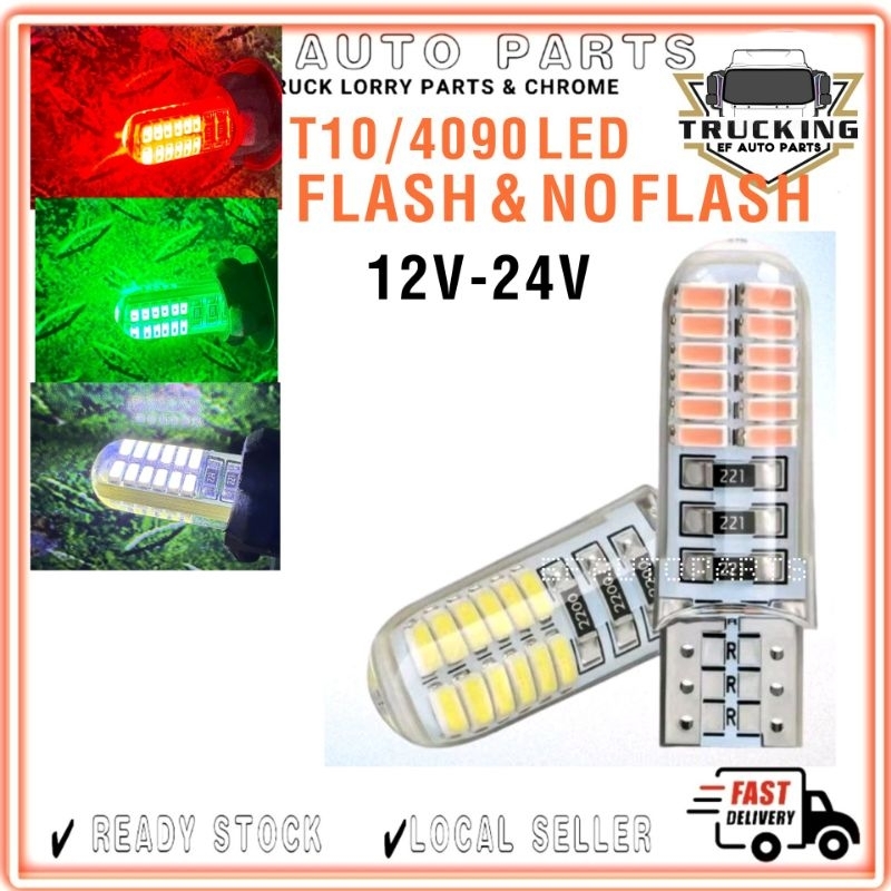 TRUCKING HIGH QUALITY 12V-24V T10 LED BULB GREEN RED WHITE BLUE YELLOW MENTOL 4090 LORRY LORI ...