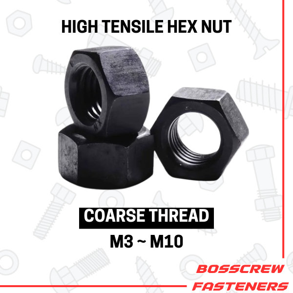 Black - HT Hexagon Nut m3 ~ m10 (Grade 8.8) (Nat Segi Enam) | Shopee ...