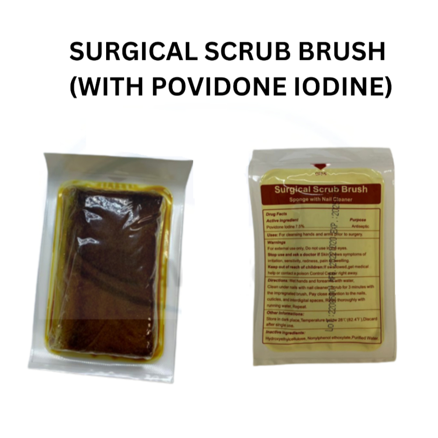 SURGICAL SCRUB BRUSH I WITH POVIDONE IODINE 7.5% I ANTISEPTIC I SINGLE ...
