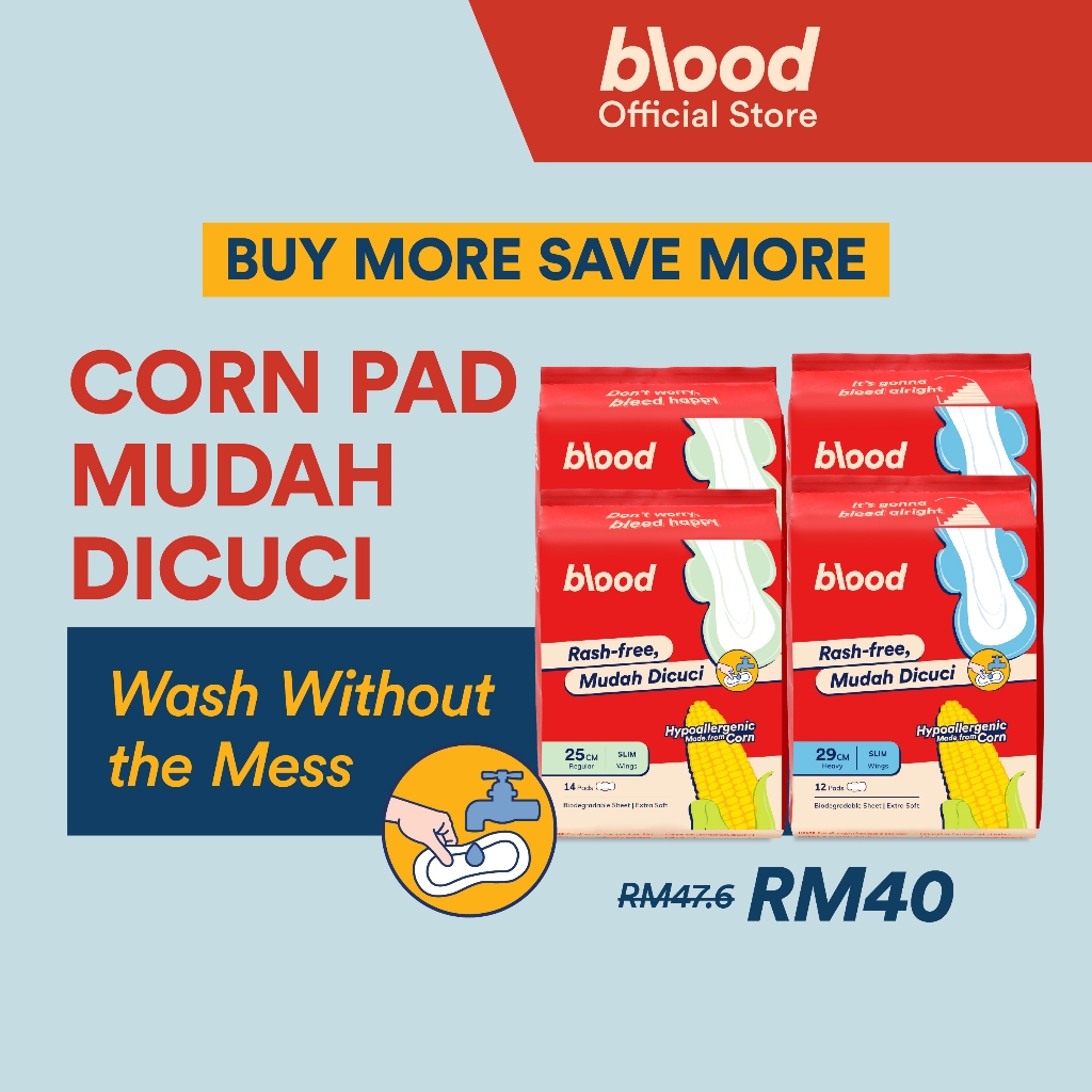 Bundle of 4| Blood Corn Pad Mudah Dicuci | Tuala Wanita Jagung Mudah ...