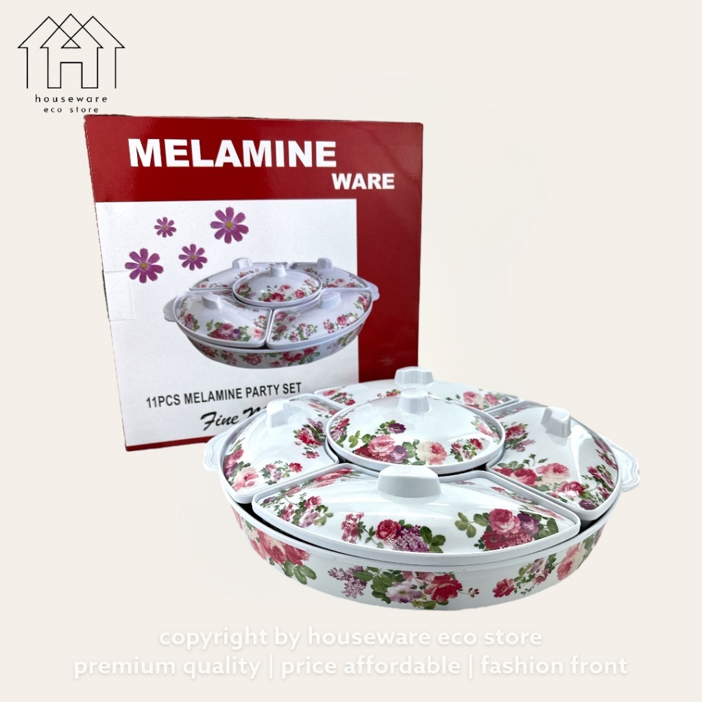 Melamine Party Serving Set / Bekas Bulat Serving Tray Buffet Set Candy ...