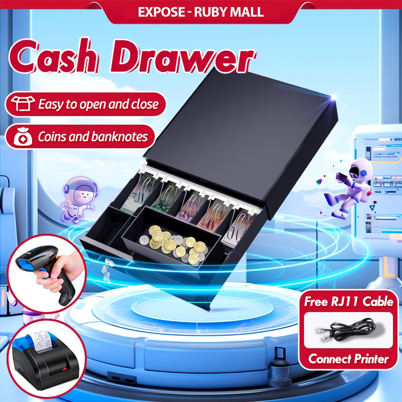 Cash Drawer Box 4 Paper Money 5 Coin Heavy Cash Drawer Money Tray Store ...