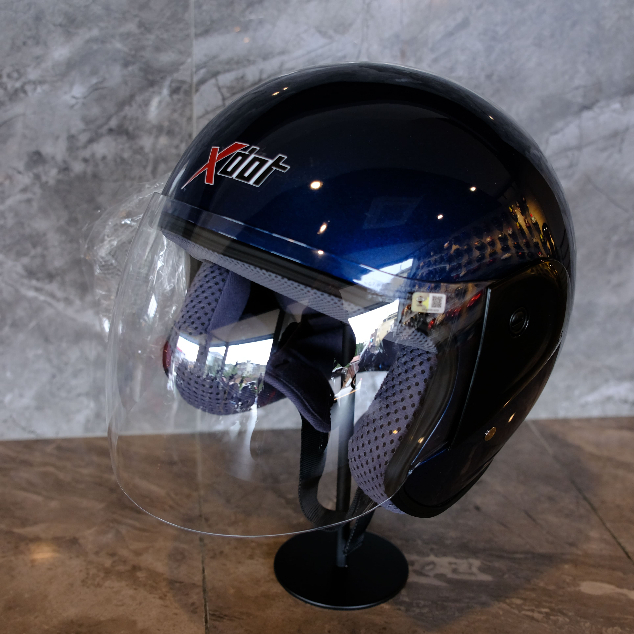 X-DOT Helmet G518 Open Face Free Size Bulat Plain Design visor clear ...