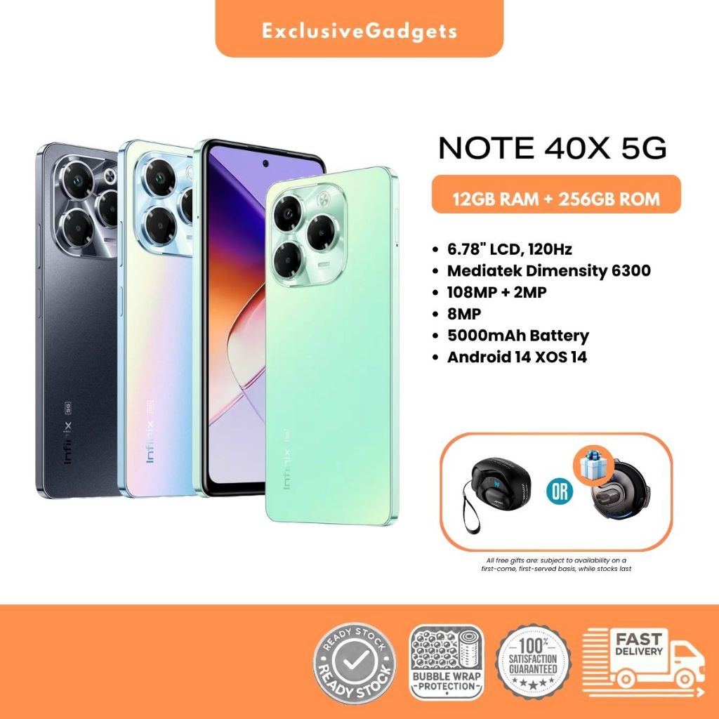 Infinix Note 40X 5G 256GB+12GB(UP TO 24GB) MediaTek D6300 108MP Camera ...