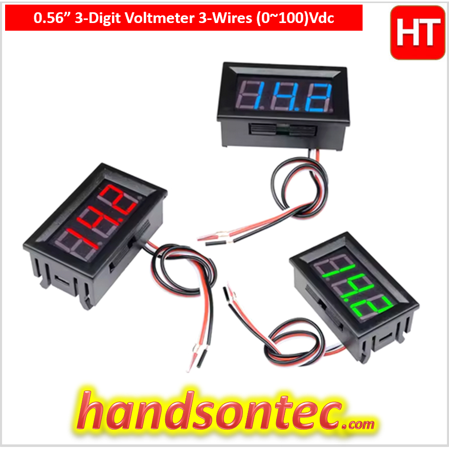 3-Wires (0.0~100)Vdc 0.56” 3-Digit LED Digital Voltmeter | Shopee Malaysia