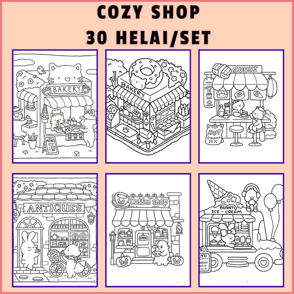 30 HELAI Kertas Mewarna Kanak Kanak Colouring Pages For Kids Cozy Shop ...