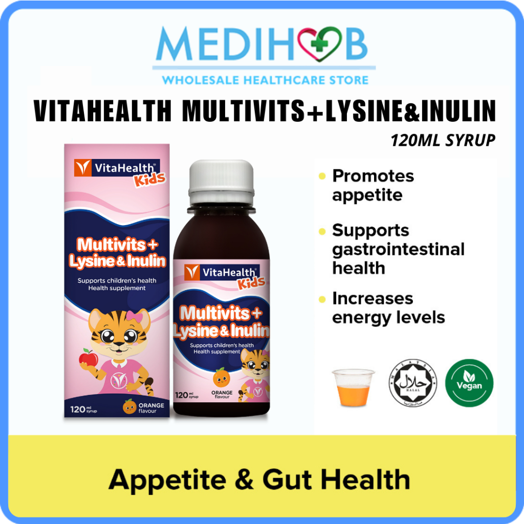 Vitahealth Kids Multivits Plus Lysine & Inulin (120ml) - Improve ...