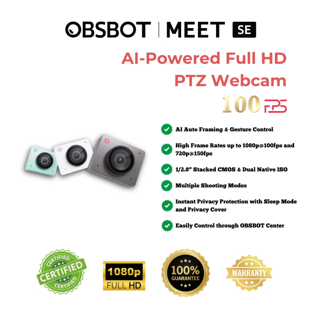 OBSBOT Meet SE 100fps AI-Powered Full HD Webcam | Shopee Malaysia